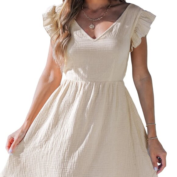 Cupshe | Dresses | New Cupshe Sundress Cover Up Gauzy Cotton Tan Beige ...